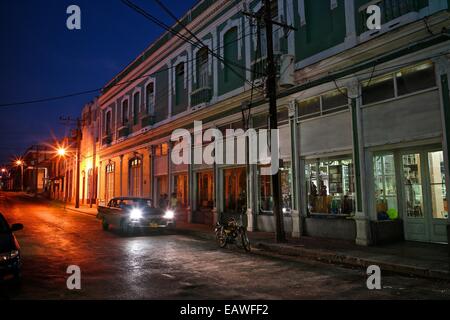 Downtown street scene in Nuevo Progreso, Tamaulipas, Mexico. Locals and ...