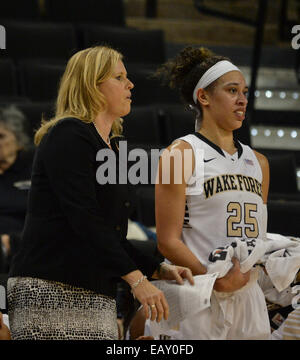 Wake Forest head coach Jen Hoover directs her team against Syracuse ...