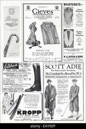 Page of 1920s advertisements in English magazine dated June 1929 Stock ...