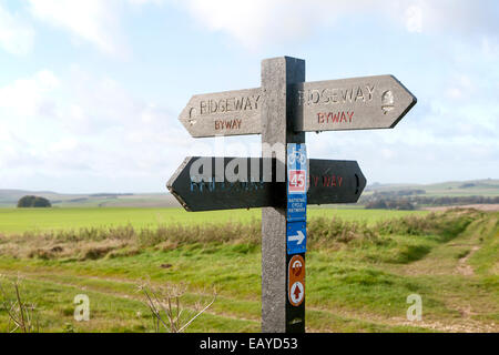 Direction arrow signs prehistoric Ridgeway long distance route way ...