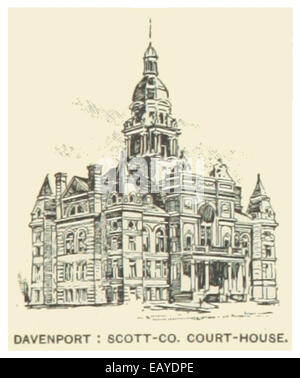 This 1891 illustration shows the Davenport Courthouse in Iowa, a key ...