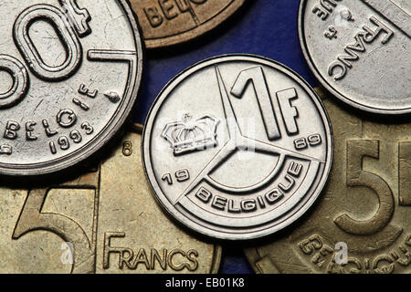 Coins of Belgium. Belgian one franc coin Stock Photo - Alamy