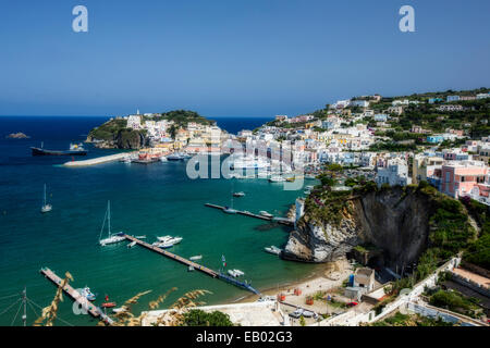 View of the port and the town of Ponza, Island of Ponza, Pontine ...