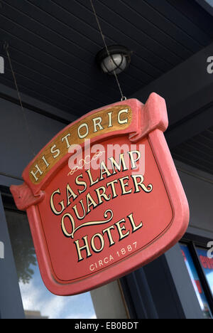 The vintage Gaslamp quarter sign in San Diego, California Stock Photo ...