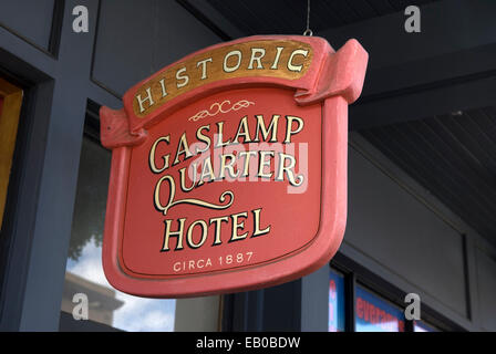 The vintage Gaslamp quarter sign in San Diego, California Stock Photo ...