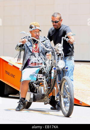 Rapper David Sebastian seen riding an electric bicycle around Beverly ...