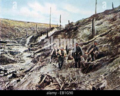 Germans in trench near Verdun, as their artillery barrage begins. The ...