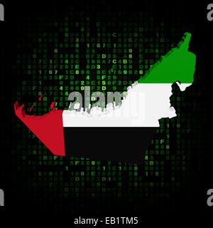 UAE map flag on hex code illustration Stock Photo - Alamy
