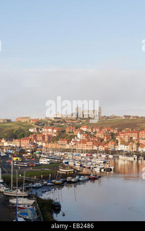 Whitby Abbey and Whitby harbour Stock Photo - Alamy