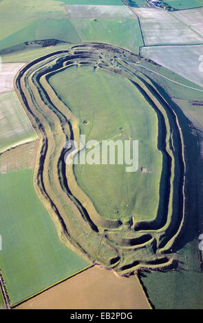 Aerial image of Maiden Castle, an Iron Age hill fort, Winterborne ...