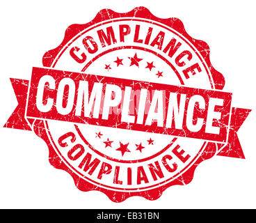 Compliance red grunge round stamp on white background Stock Photo - Alamy