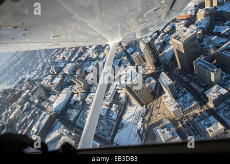 Canada, Manitoba, Winnipeg. Aerial view of rural farmland around the ...