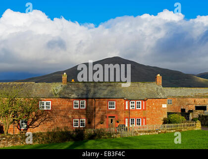 Sandstone houses in Dufton, Cumbria, UK, with North Pennines in the ...