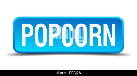 popcorn blue square 3d realistic isolated web button Stock Photo - Alamy