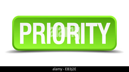 high priority green square 3d realistic isolated web button Stock Photo ...