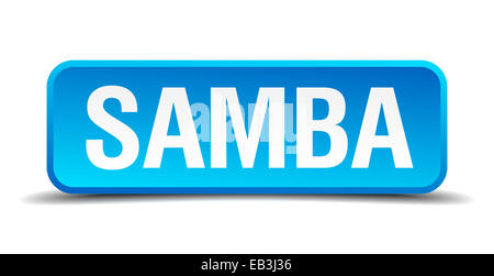 samba blue square 3d realistic isolated web button Stock Photo - Alamy