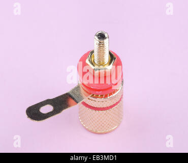 Speaker connector on pink background Stock Photo - Alamy