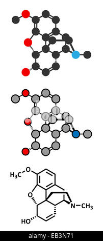 Codeine pain and cough relief drug molecule. Stylized skeletal formula ...