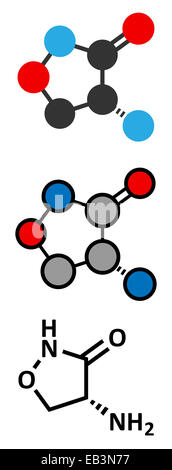 Cycloserine (D-cycloserine) tuberculosis drug molecule. Stylized ...