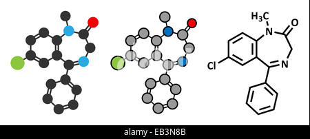 Diazepam sedative and hypnotic drug (benzodiazepine class) molecule ...