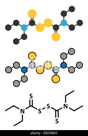 Disulfiram. Molecular model of the drug disulfiram (C10.H20.N2.S4 Stock ...