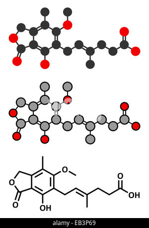 Mycophenolate (mycophenolic acid) immunosuppressive drug, chemical ...