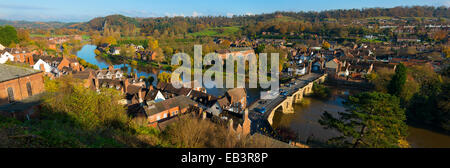 A panoramic view of the River Severn and the market town of Shrewsbury ...