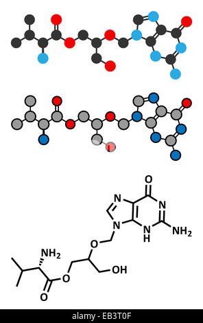Valganciclovir cytomegalovirus (CMV, HCMV) drug, chemical structure ...