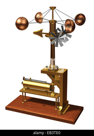 Meteorological system station with anemometer and wind vane. Automatic ...