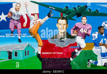 The Tom Landry tribute mural in downtown Mission, Texas, USA Stock ...