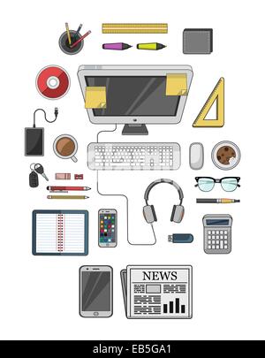 desk with computer Stock Vector Image & Art - Alamy