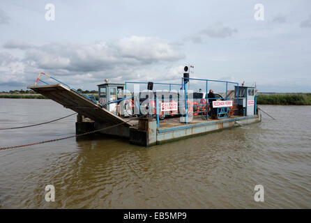 Reedham ferry, vehicular chain ferry across the River Yare on the ...
