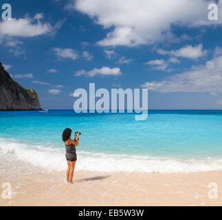 Zakynthos, Paralia Navagio, Shipwreck Beach, view of the north end of ...