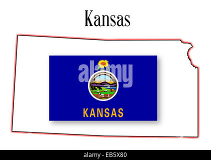 Outline map of the state of Kansas over white Stock Photo - Alamy