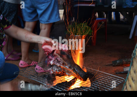 Head Pork grilled for wedding of Hmong or Mong Stock Photo - Alamy