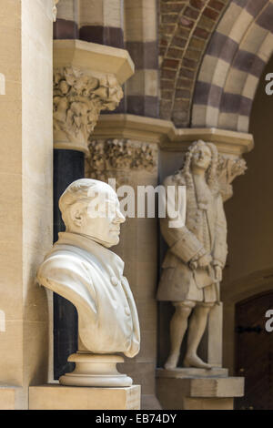 Statues of famous thinkers and scientists line the walls at The Oxford ...