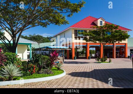 Shops and stores at the Mahogany Bay cruise ship terminal on Roatan ...