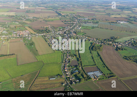 An aerial view of the Fenland village of Outwell on the Cambridgeshire ...