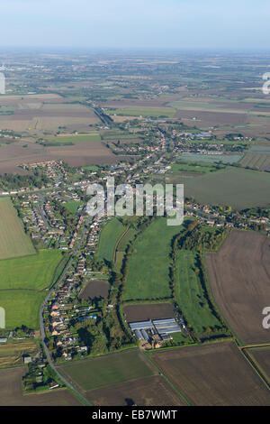 An aerial view of the Fenland village of Outwell on the Cambridgeshire ...