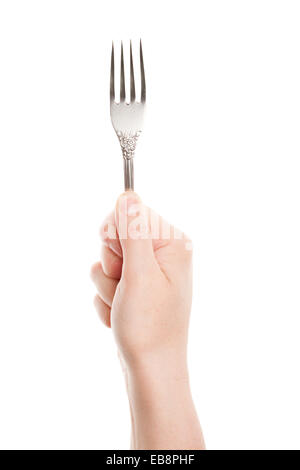 fork in hand isolated on white background Stock Photo - Alamy