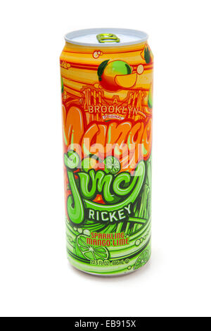 Arizona Mango Lime Rickey 23oz (695ml) fizzy canned drink isolated on a ...