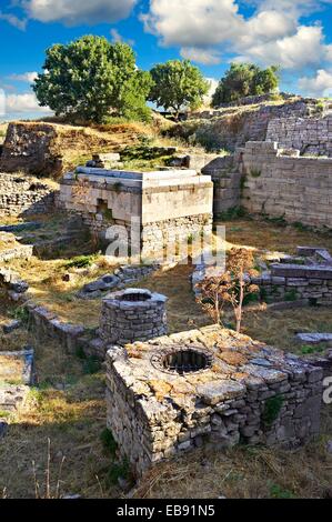 Ancient walls of Greek city of Troy VII site of the Trojan War near ...