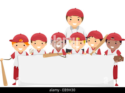 Illustration Featuring Kids Playing Baseball Stock Photo - Alamy