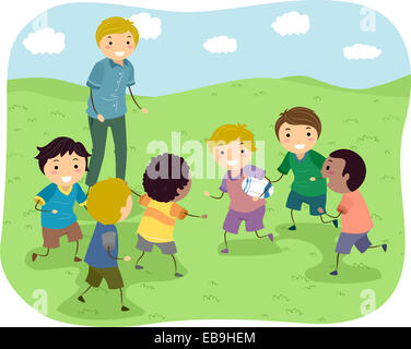 Stickman Illustration Featuring a Group of Boys Playing Soccer Stock ...
