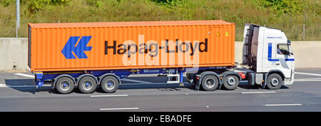 Transport logistics hgv container lorry truck towing trailer loaded ...