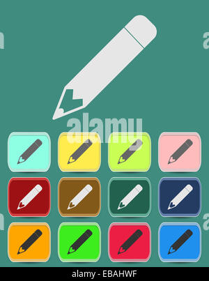Pencil and Pen Icon, Vector Illustration, Education Outline Stock Photo ...