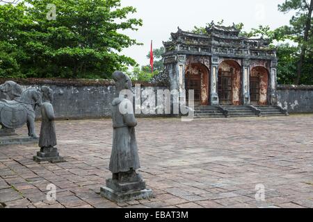 The Ming Mang Tomb complex of gates, buildings and statues near Hue ...