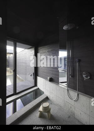 Japan home interior shower with wooden tube and chair Stock Photo - Alamy