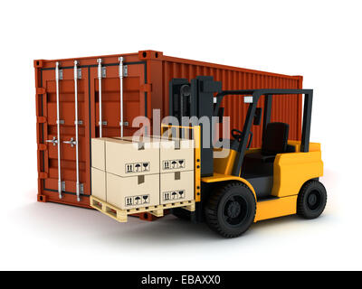 Loading red cargo Container (done in 3d Stock Photo - Alamy