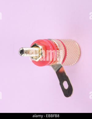 Speaker connector on pink background Stock Photo - Alamy